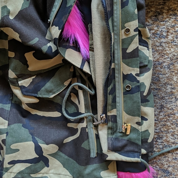 unknown | Jackets & Coats | Pink Fur Army Jacket | Poshmark